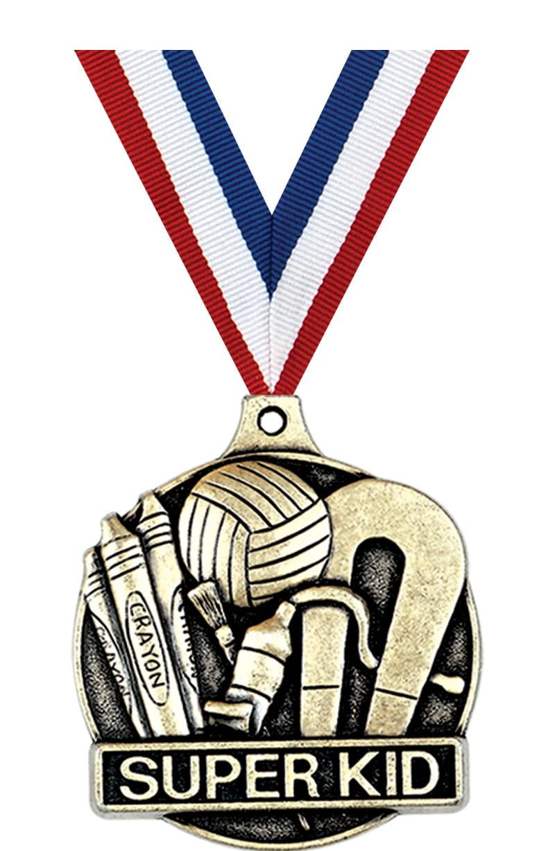 Superkid Medals, 2" Gold Diecast Superkid Medal Award 100 Pack ...