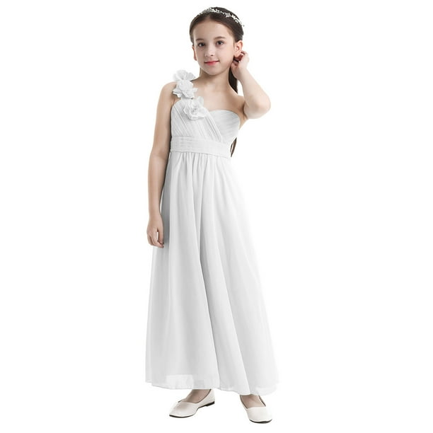 MSemis Kids One-shoulder Floor Length Flower Girl Dress - Walmart.com