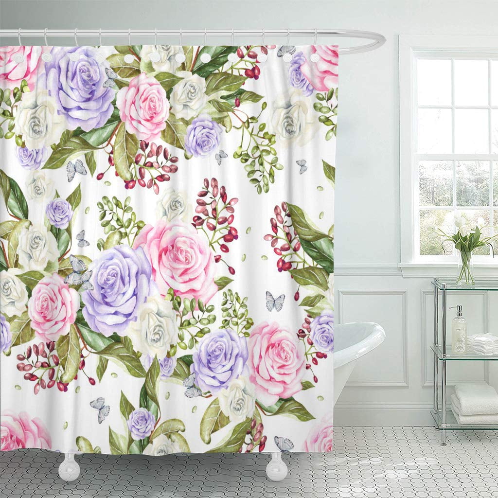 KSADK Colorful Accent Bright Watercolor with Flowers Buds and Leaves of ...