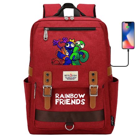 Rainbow friends Backpack Travel Bag with USB Student Bag_red_(jeepmog ...