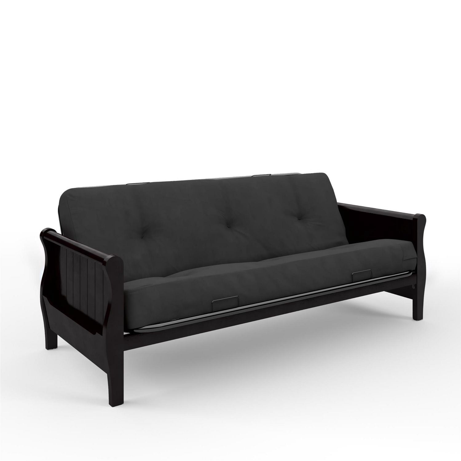 DHP Full Size Espresso Wood Arm Futon Frame with 8” Microfiber Futon ...