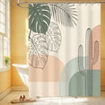 Boho Tropical Desert Line Art Shower Curtain, Water-Repellent Fabric ...