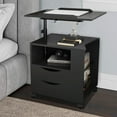 Overbed Nightstand, Wood Height Adjustable Overbed End Table with ...
