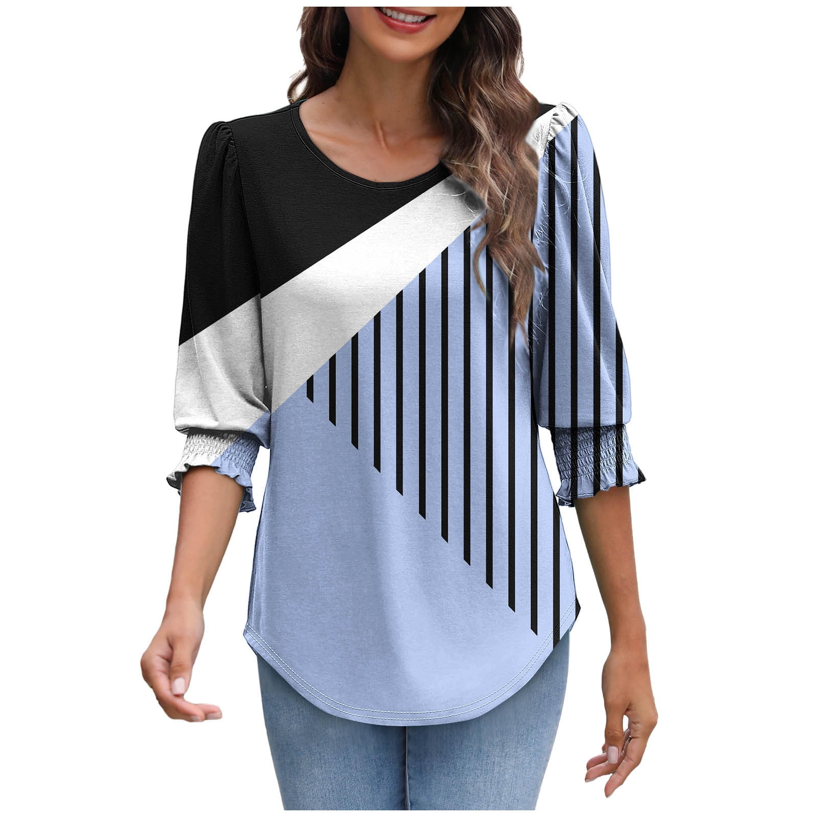 Click here for Wyongtao 3/4 Sleeve Shirts Womens Dress Casual Top... prices