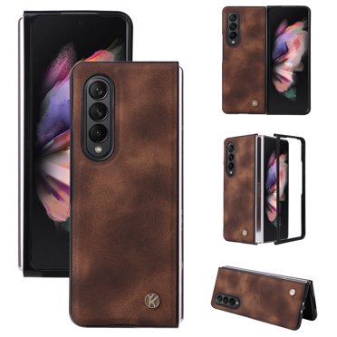 Galaxy Z Fold 3 5G Case, PU Leather Thin Slim Durable Shockproof ...