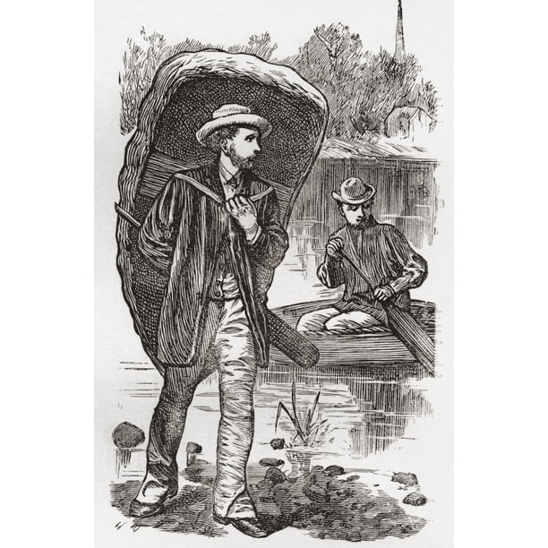 A Man Carrying A Coracle On His Back In Monmouth, Wales In The Late ...