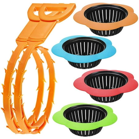 Chockeie 4 Pieces Plastic Hair Catcher with 2 Hair Plungers Shower ...