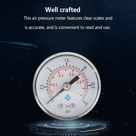 1/8 inch Threaded Air Oil Pressure Meter Compressor Hydraulic Barometer ...