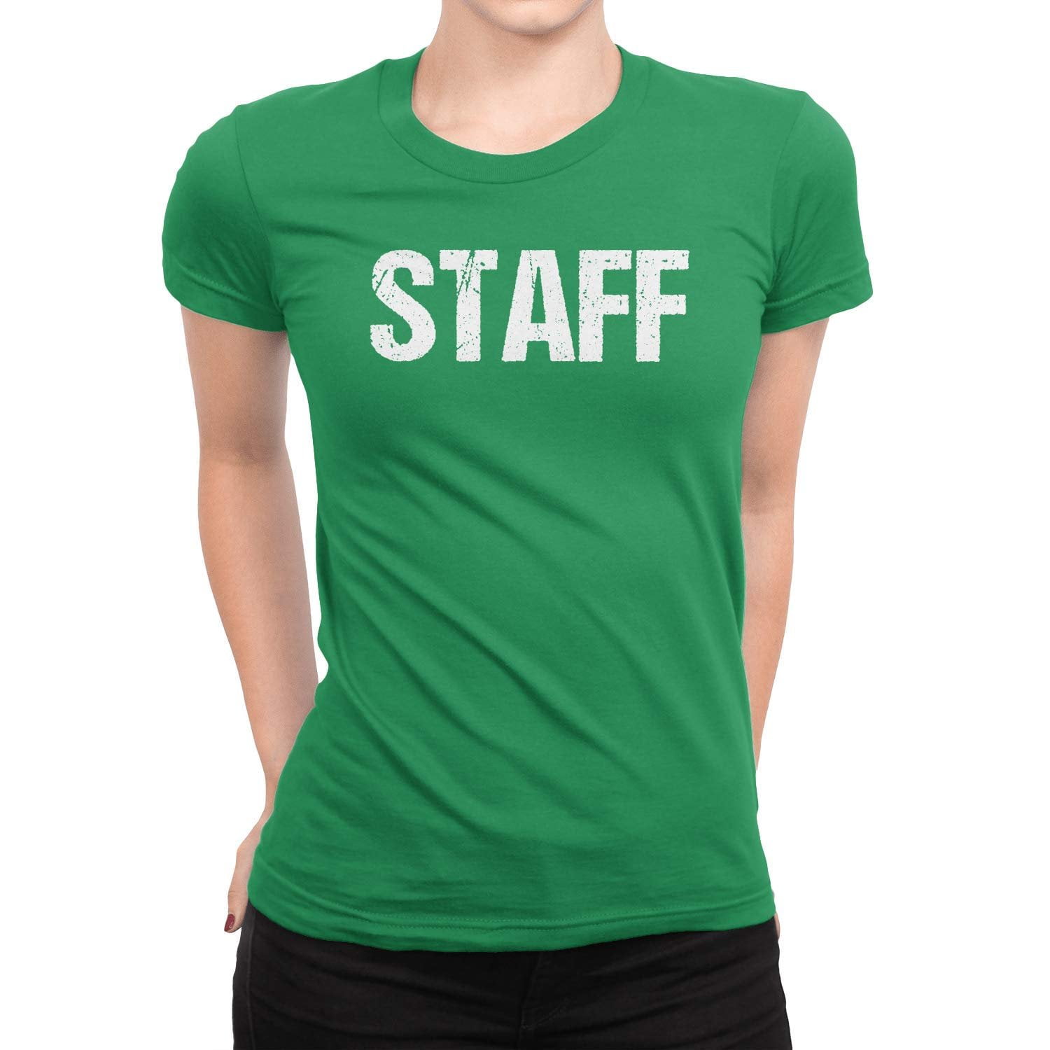 NYC Factory Staff Tee Ladies Irish Green T-Shirt Front & Back Print ...