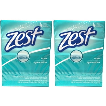 Zest Aqua Body Original Refreshing Deodorant Bar Soap, 4 Oz, Set of 8 ...