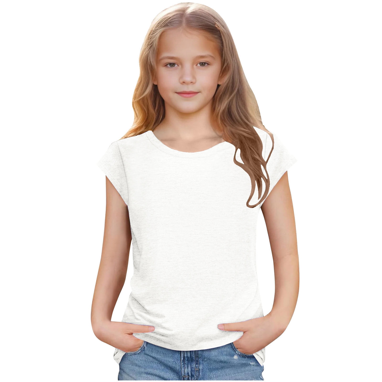 Click here for Sgfcwsx T-Shirt For Girls  Crew Neck Solid Color C... prices