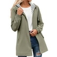 CAIXIA Rain Jacket Women Waterproof with Hood Striped Lined Belted Zip ...