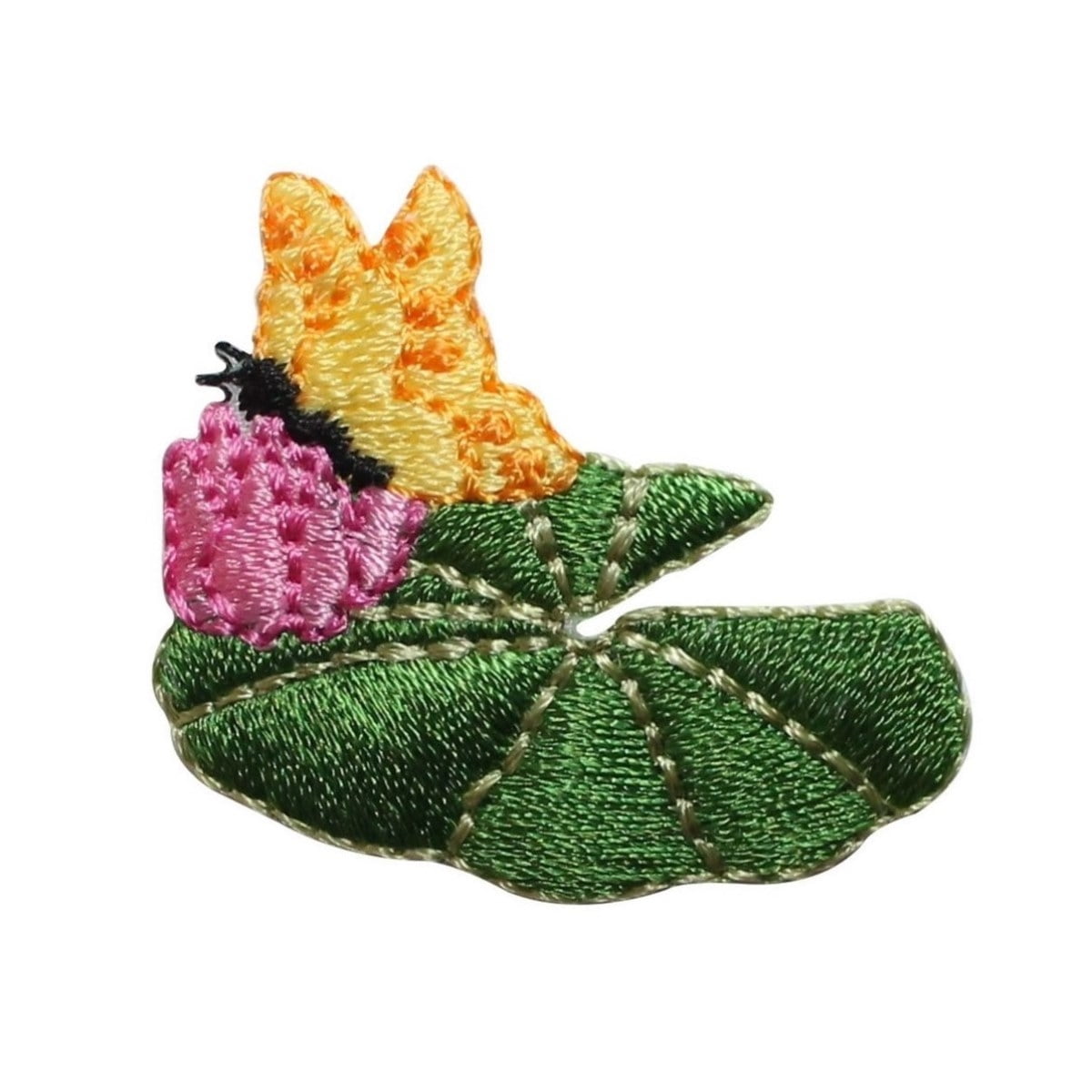 ID 6950 Butterfly on Lily Pad Patch Flower Plant Embroidered Iron On ...