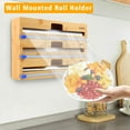 3-in-1 Plastic Wrap, Foil & Wax Paper Dispenser, Bamboo Holder with ...