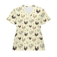 Binienty V Neck Nursing Top with Floral Rooster Pattern, Nurse Uniform ...