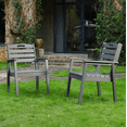 ZHICHUN Grey HDPE Outdoor Terrace Dining Chair Low Maintenance Weather ...