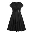 AHTJRT Women's V Neck Midi Dress Plus Size Short Sleeve Belted Wrap ...