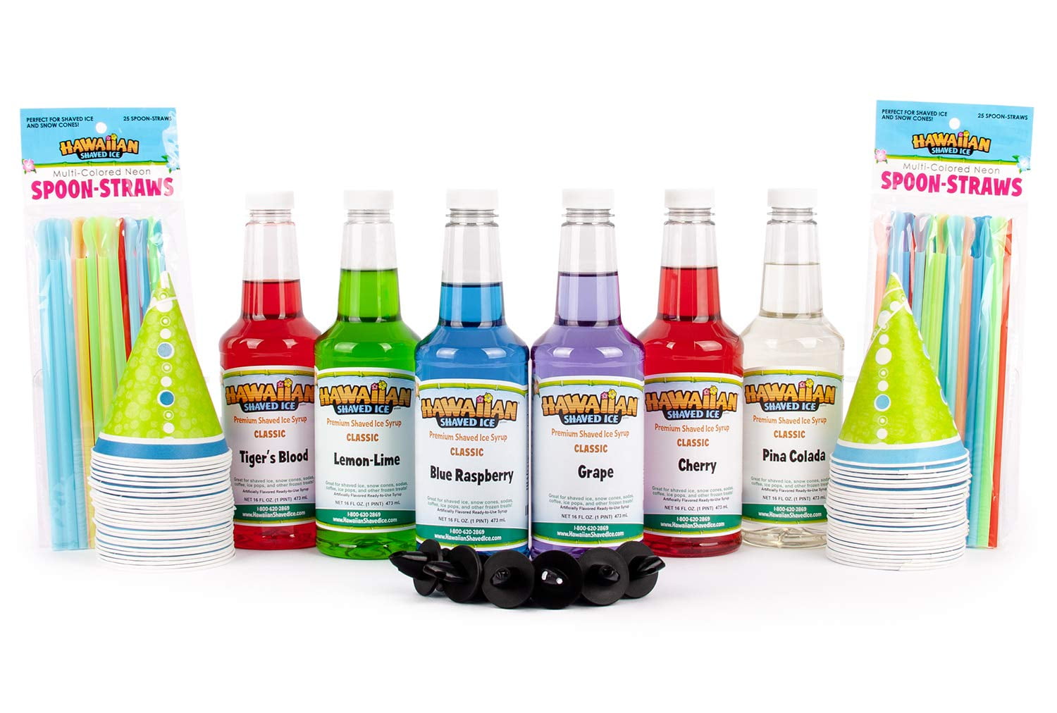 Hawaiian Shaved Ice Snow Cone Syrup 6 Flavor Fun Pack With