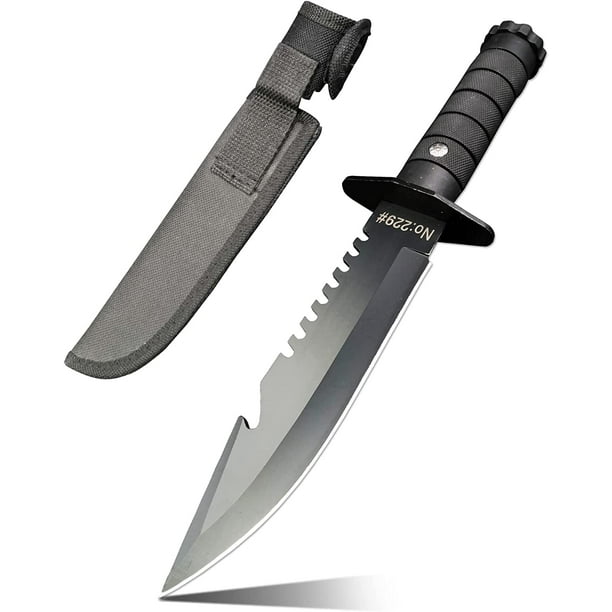 Doom Blade Serrated Fixed Blade Knife with Sheath, Survival Camping ...