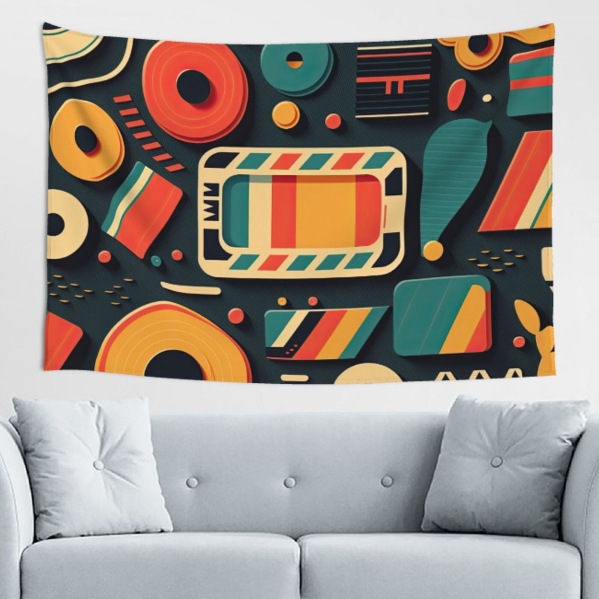 Retro Colorful Background Tapestry, Minimalism Wall Hanging Tapestries ...