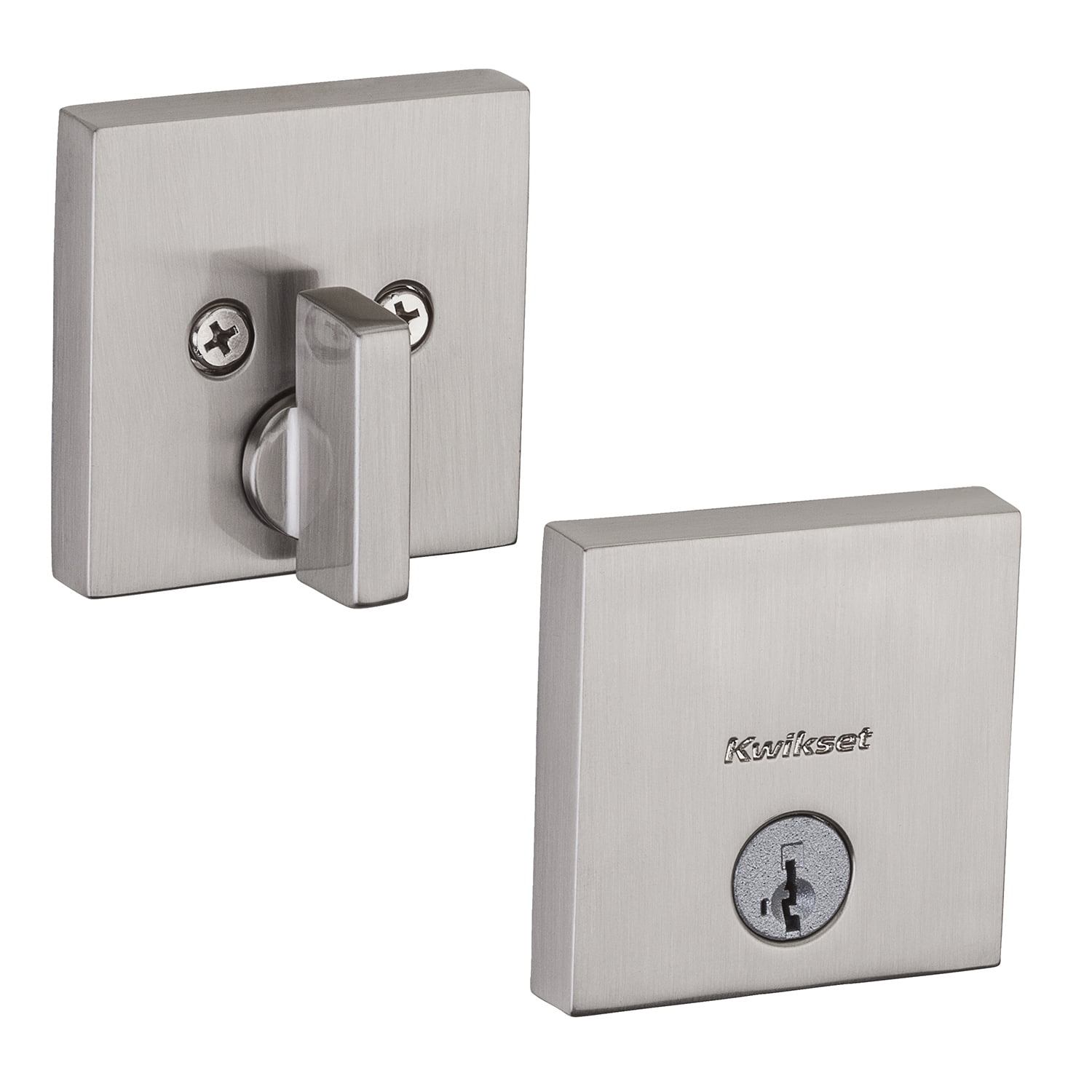Kwikset 258 Downtown Square Sgl Cyl Low Profile Deadbolt in SN ...