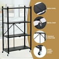 TBKLEY 4-Tier Foldable Metal Storage Shelf with Wheels, No Assembly ...