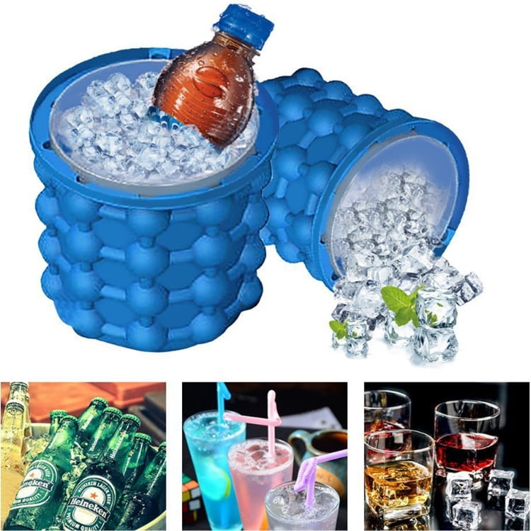 Ecosprial Ice Cube Mold Ice Trays,Large Silicone Ice Bucket, (2 in 1 ... Ecosprial Ice Cube Mold Ice Trays,Large Silicone Ice Bucket, (2 in 1 ...