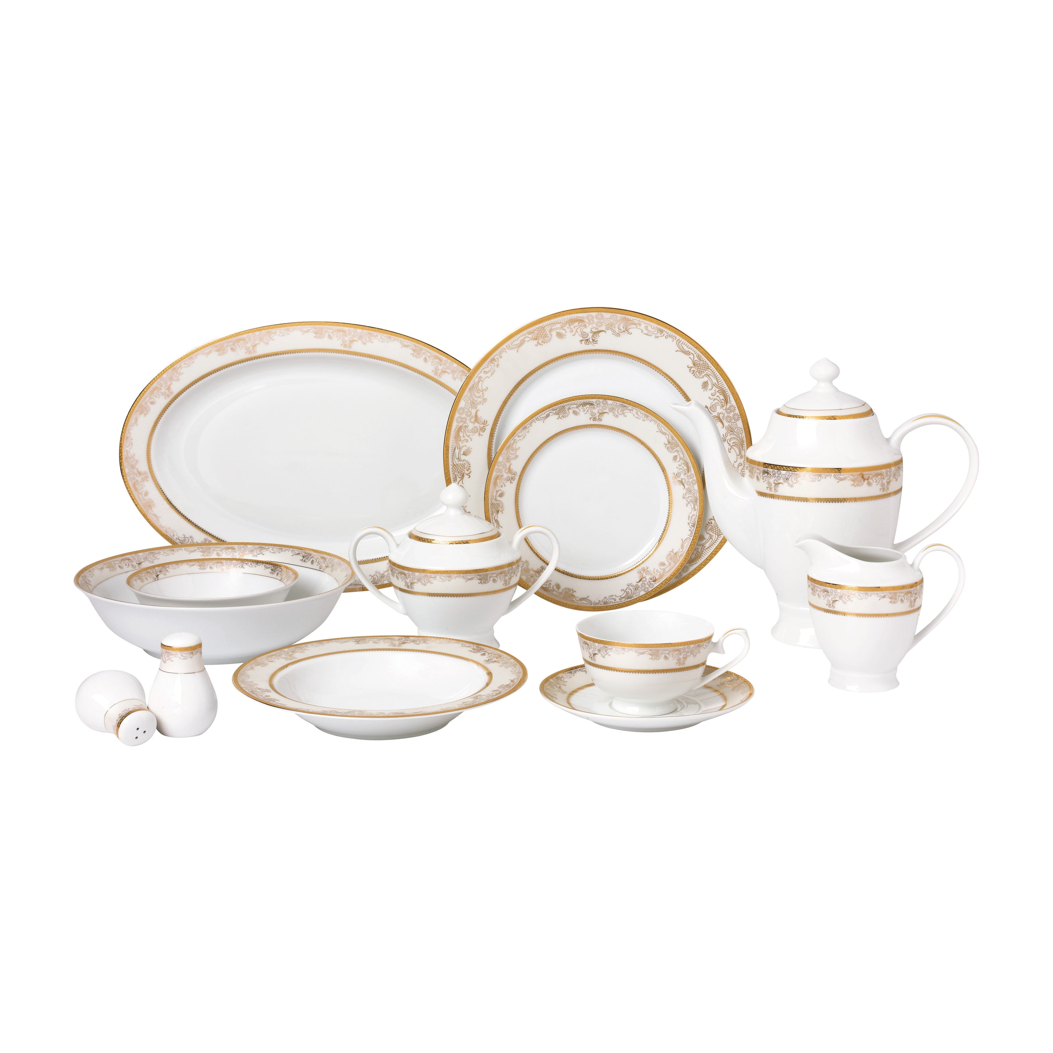 Lorren Home Trend 57-piece Bone China Dinnerware Set for 8 People ...