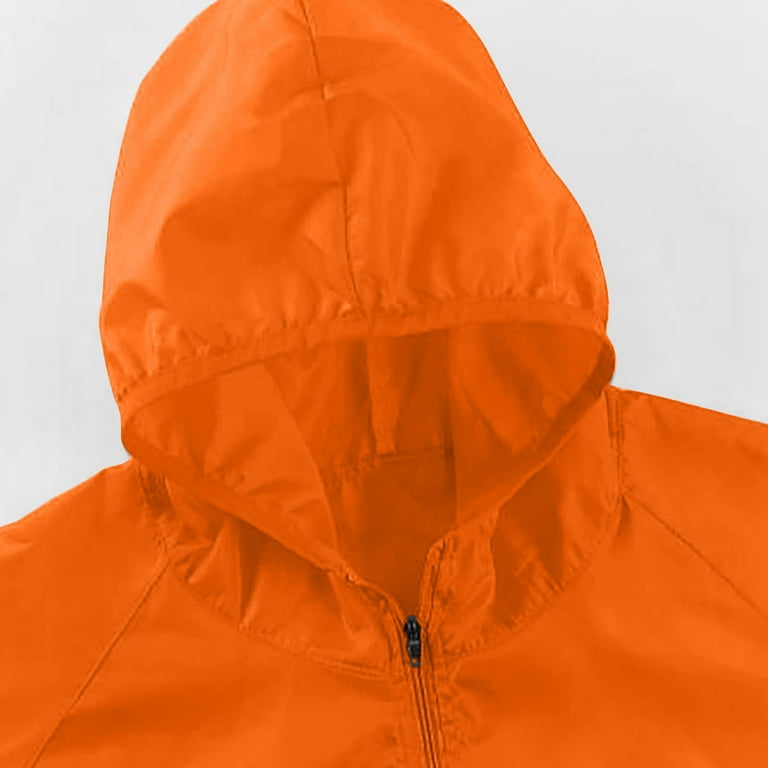 Rain Jacket Orange With Hood And Reflective Elements, 47% OFF