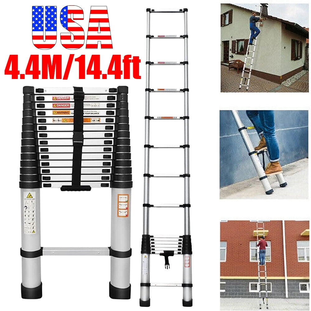 Dayplus 14.5 FT Aluminum Telescoping Extension Ladder with Seamless ...