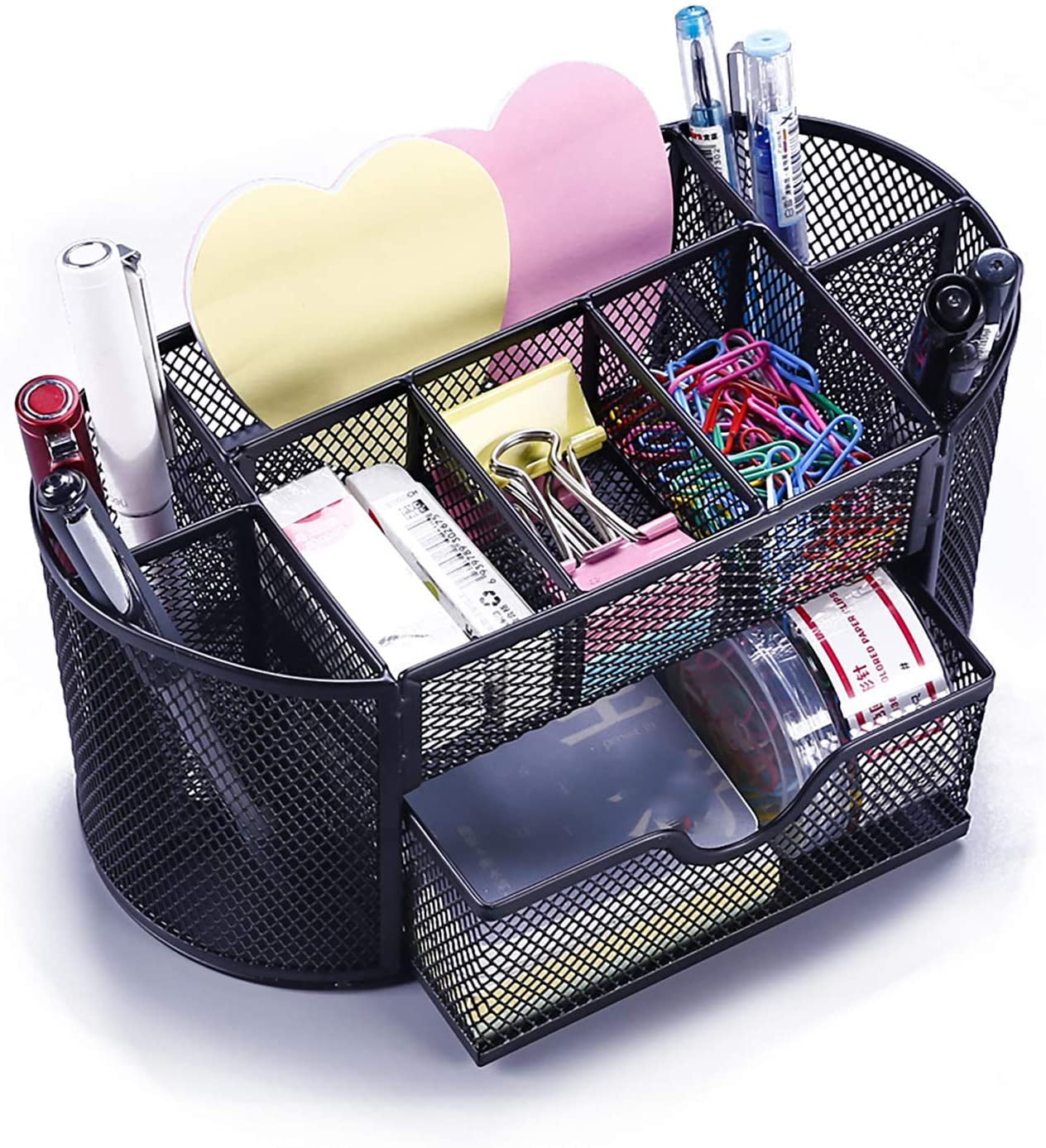 Desk organizer, mesh metal office organizer with drawer and pen holder ...