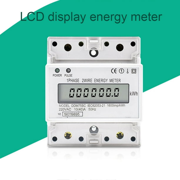 35mm 5-80A DIN Rail Electric Energy Meter Display Screen Dual Plastic ...