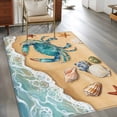 Coastal Teal Crab Washable Area Rugs 2.7'x5', Beach Starfish Shell ...
