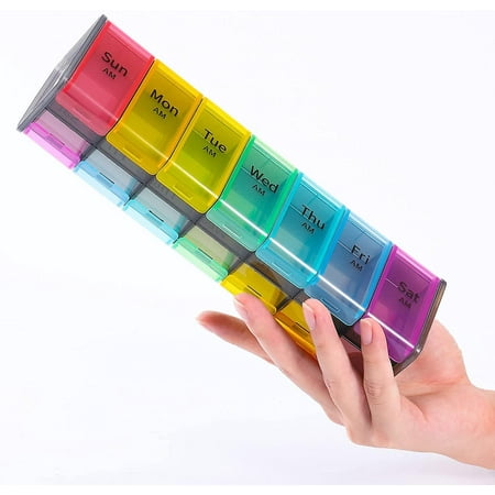 Extra Large Weekly Pill Organizer, 2 Times A Day Pill Box Case, Am Pm ...
