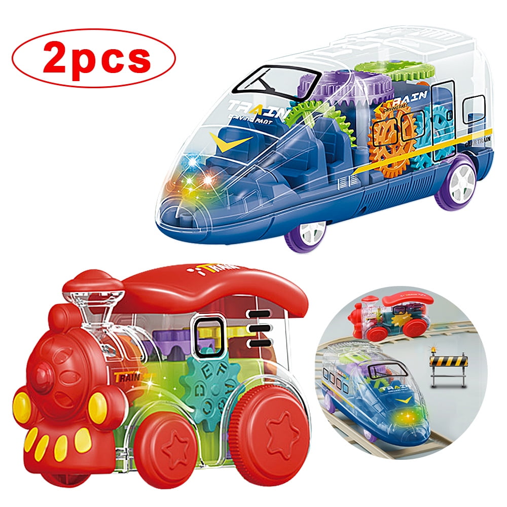 SNNROO Light Up Transparent Car Toy for Kids, 2 Pcs, Bump and Go Toy ...