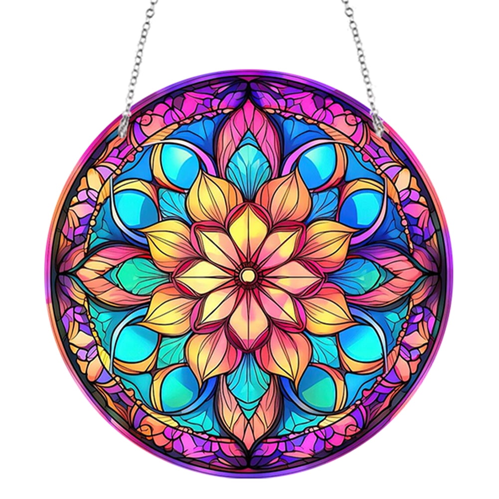 Vitral Acrílico Mandala Suncatcher Letrero para Puerta (20x20cm ...