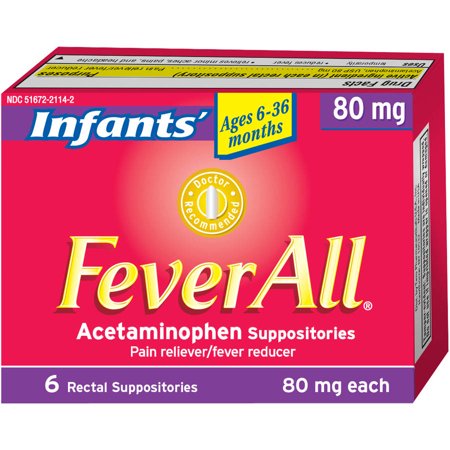 FeverAll Infants' Acetaminophen Pain Reliever/Fever Reducer Rectal ...