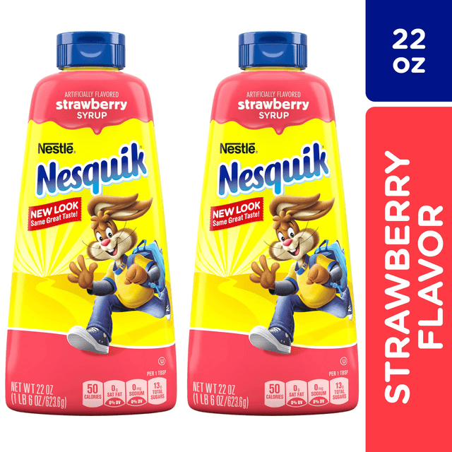 Nesquik Strawberry Flavored Syrup for Milk or Ice Cream, 22 oz.,(2 ...