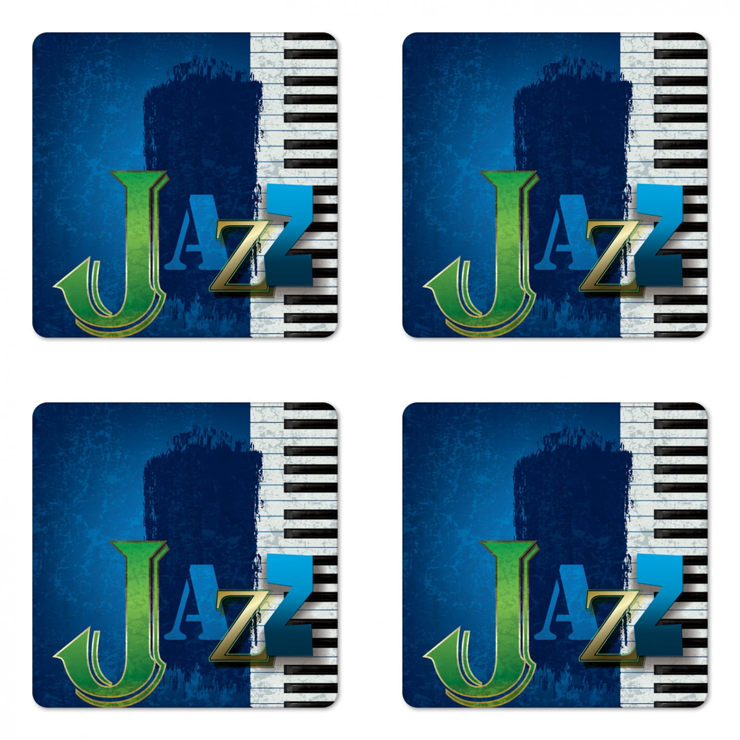 Jazz Music Coaster Set of 4, Abstract Cracked Background Piano Keys ...