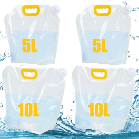 Royalbelle 4pcs Outdoor Portable Water Bags Transparent Foldable No ...