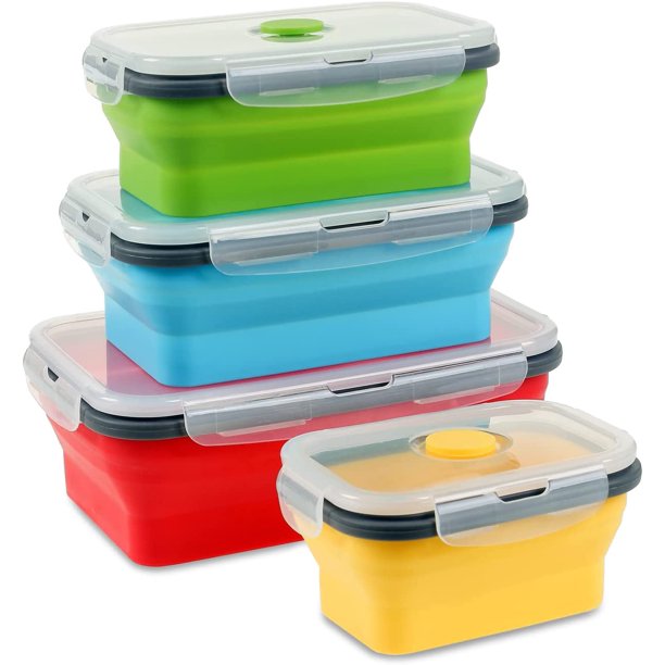 Collapsible Food Storage Containers with Airtight Lid, Annaklin Small ...
