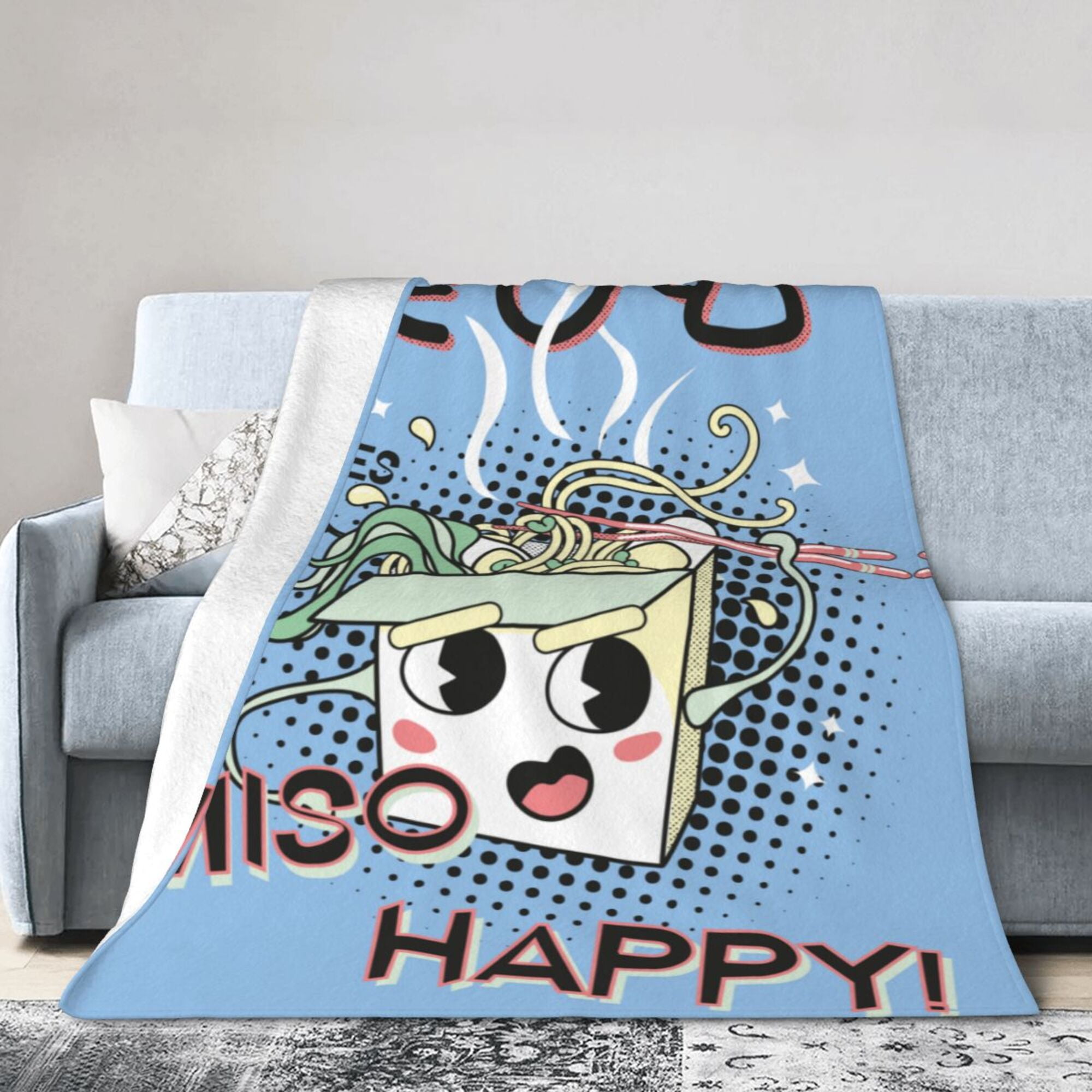 Anti-Pilling Flannel Bed Throw Blankets Miso Noodles Takeaway - Couch ...