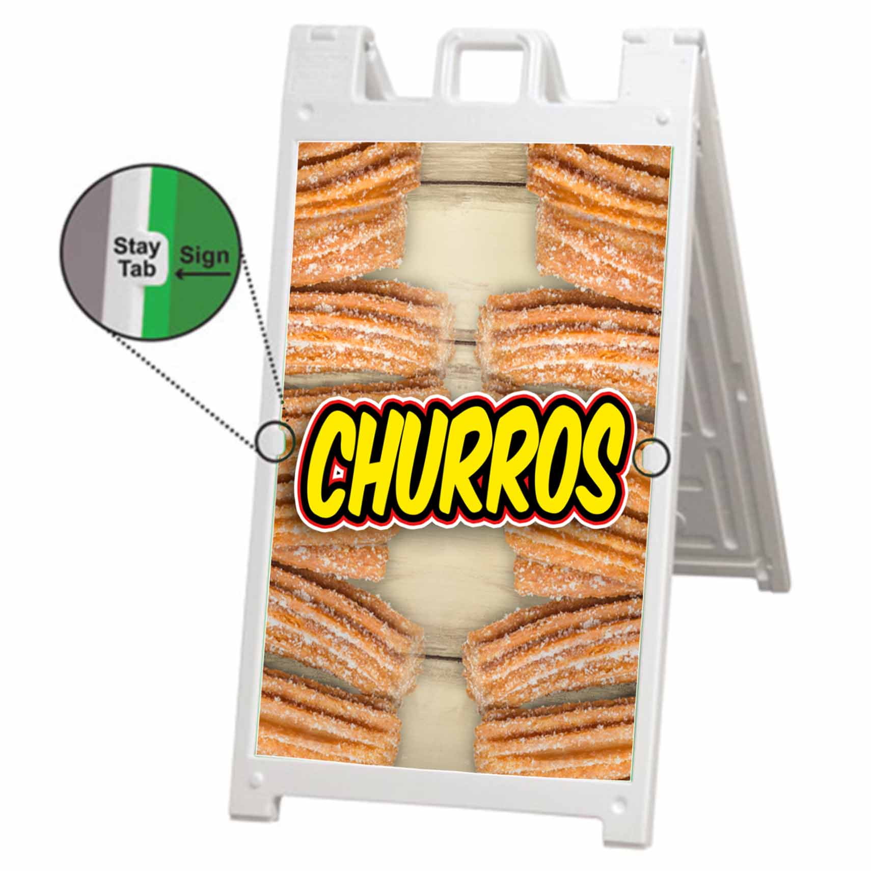 Churros (24" X 36") Deluxe A-Frame Signicade, Includes 2 Removable ...