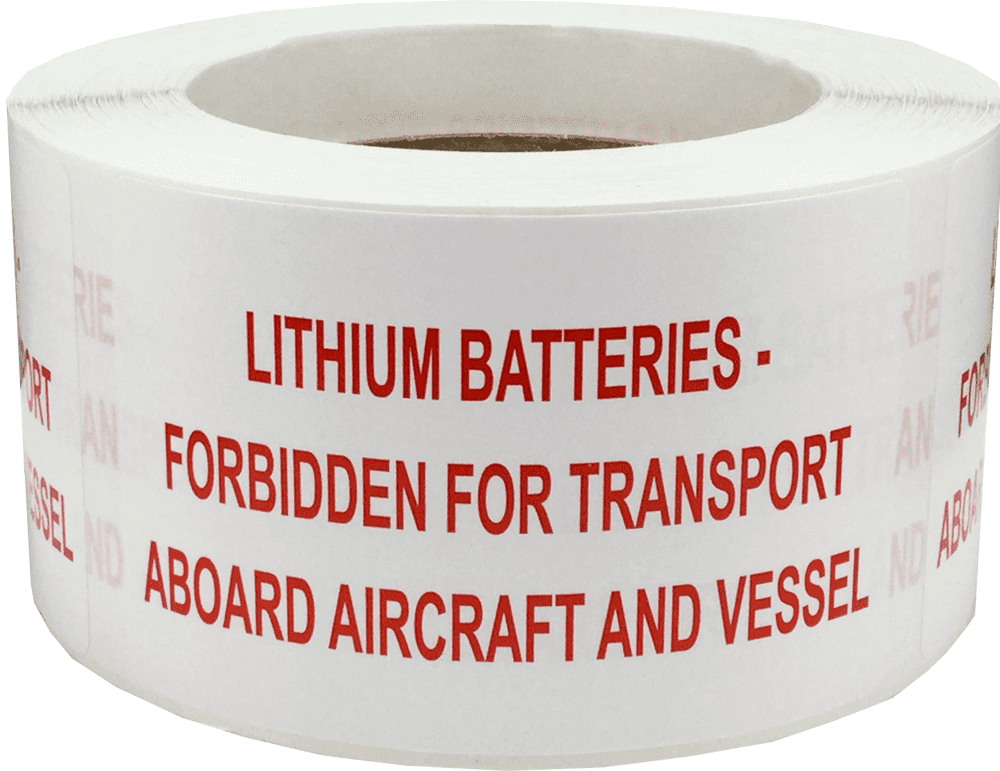 Lithium Batteries Forbidden Aboard Aircraft And Vessel Labels 2 1/2 x 4 ...