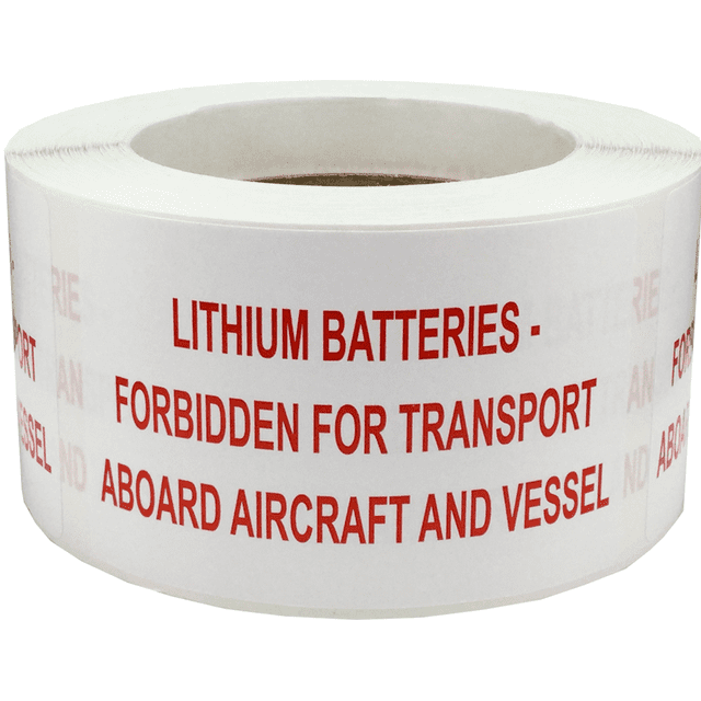 Lithium Batteries Forbidden Aboard Aircraft And Vessel Labels 2 1/2 x 4 ...
