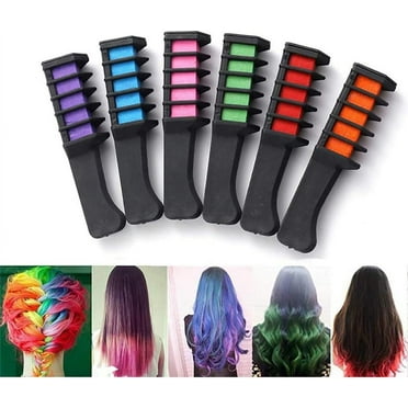 Sanmadrola Washable Hair Chalk Comb, Temporary DIY Hair Dye for Kids, 6 ...