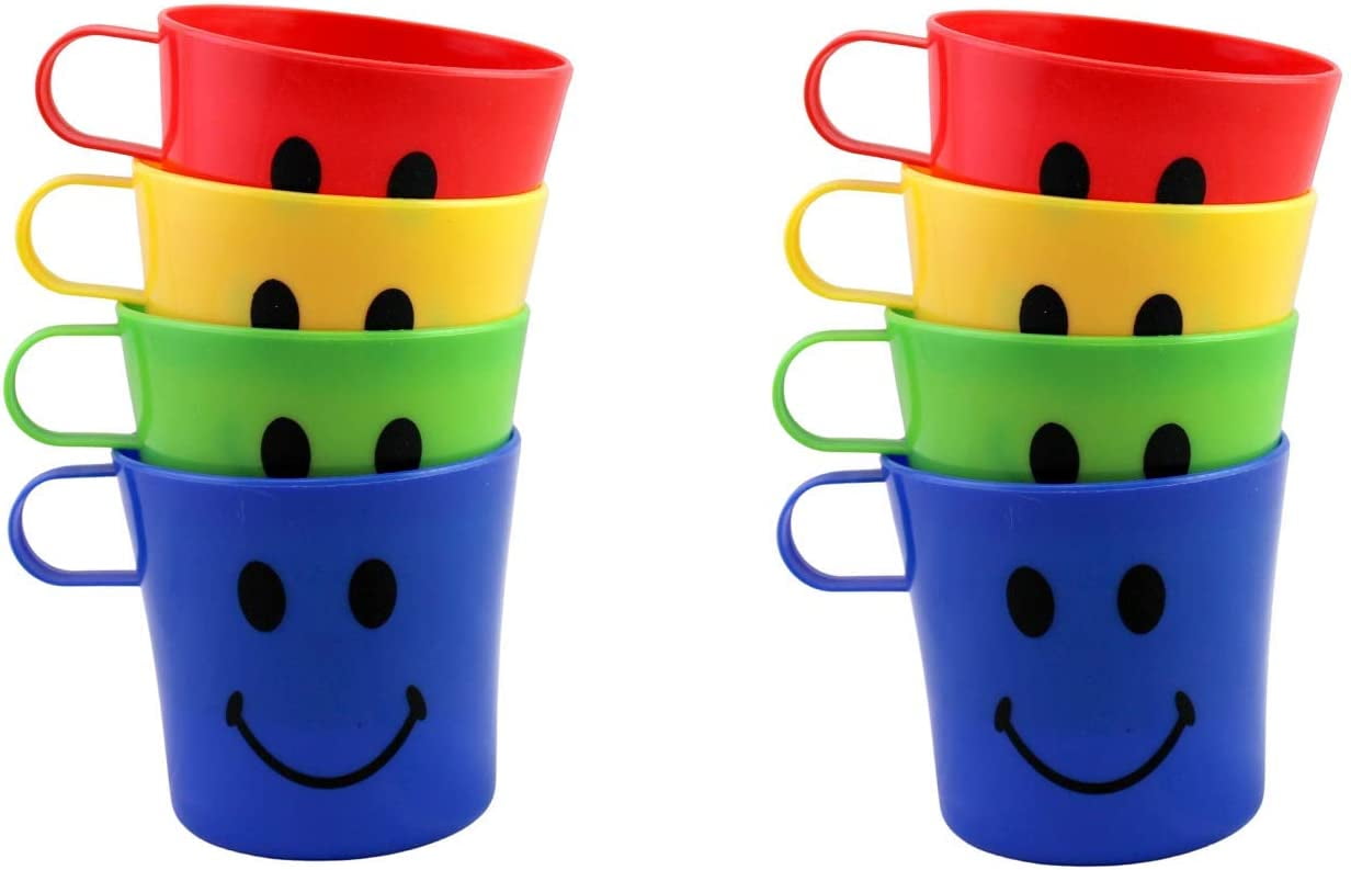 Dependable Industries 8 Pack Plastic Children's Smiley Face Cups Mug ...