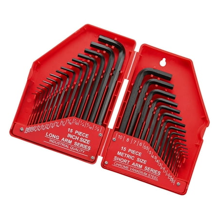 30-Piece Hex Key Allen Wrench Set with Precise and Chamfered Tip, L ...