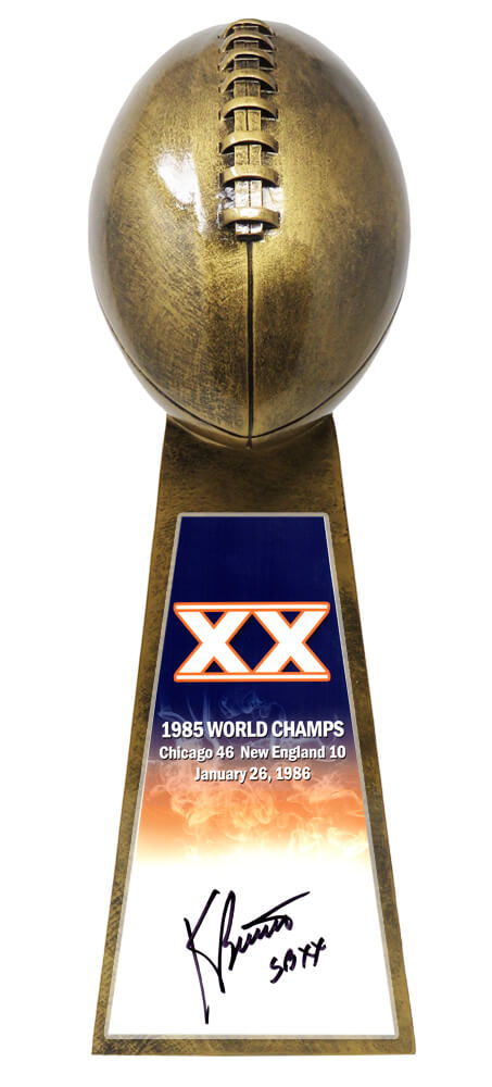 Kevin Butler Signed Football World Champion 15 Inch Replica Gold Trophy ...