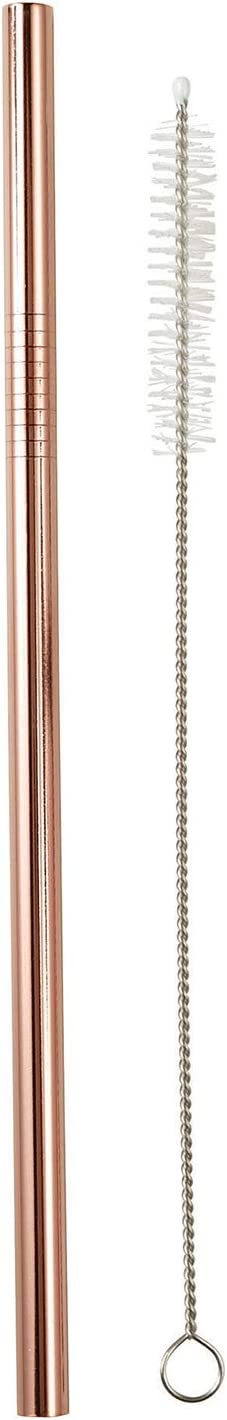 Reusable Stainless Steel Straw and Brush Set, 8.5-inches, Rose Gold ...